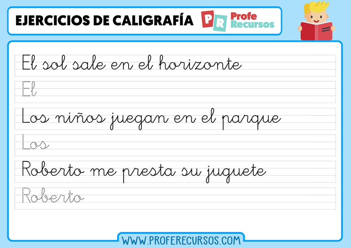 Fichas de CALIGRAFÍA para NIÑOS de Primaria | Para Imprimir
