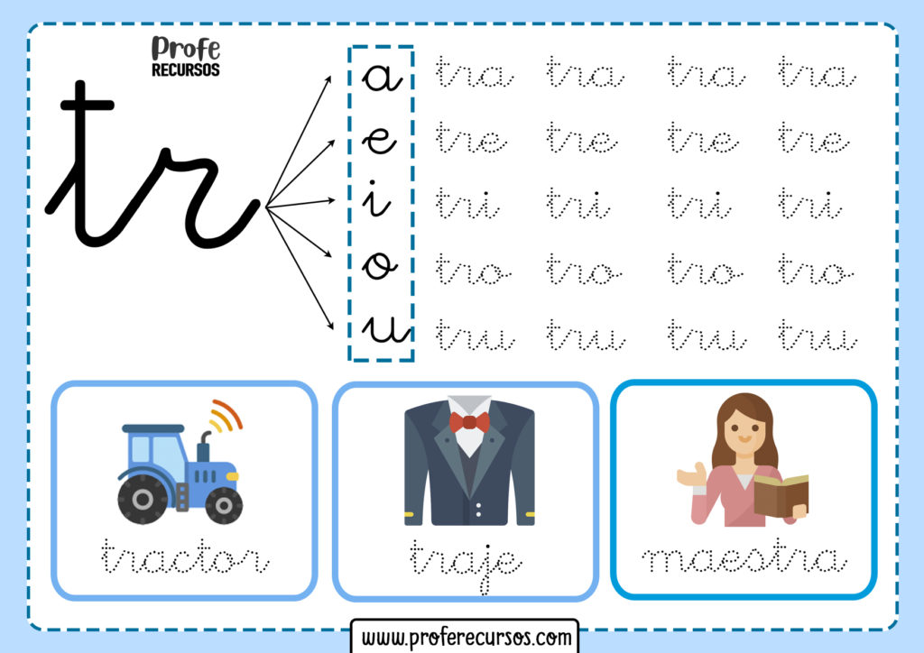 SÍLABAS TRABADAS (TR) Tra Tre Tri Tro Tru | Palabras Trabadas TR
