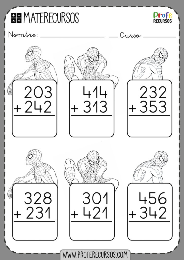 Sumas de 2 Sumandos y 3 Dígitos