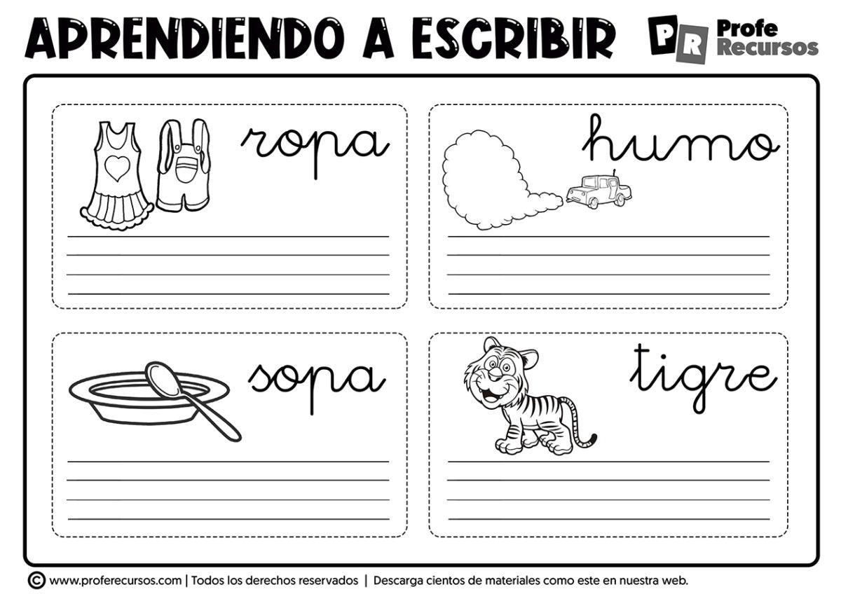 Fichas de vocabulario para niños