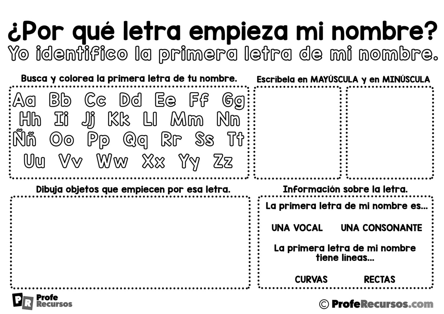 Fichas para aprender y practicar el nombre propio