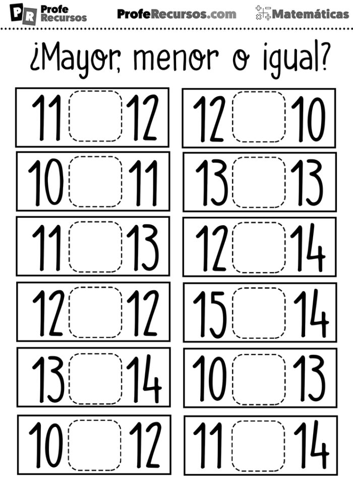 Ejercicios de Mayor, Menor o Igual | Matemáticas para Niños