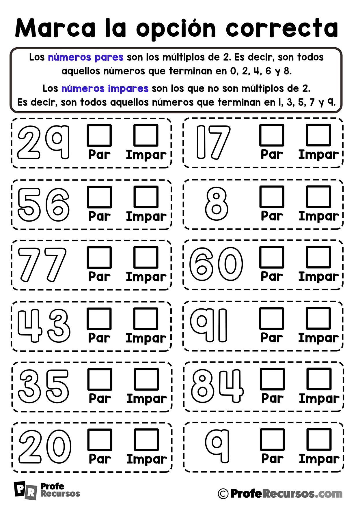  MI MAESTRA PURI FICHAS PARA REPASAR LOS N MEROS PARES E IMPARES