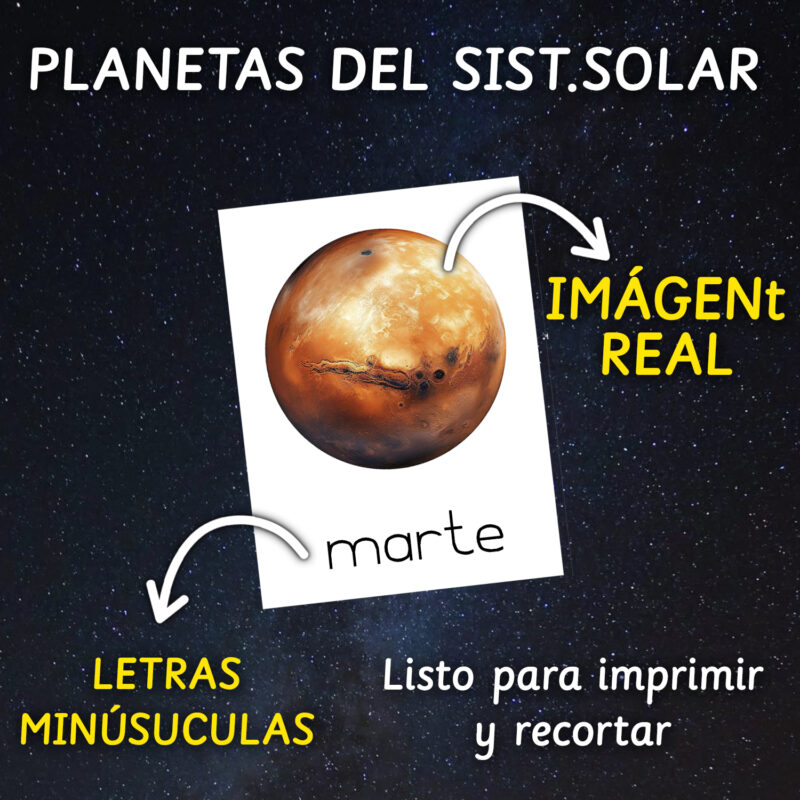 Planetas del Sistema Solar | Tarjetas Montessori