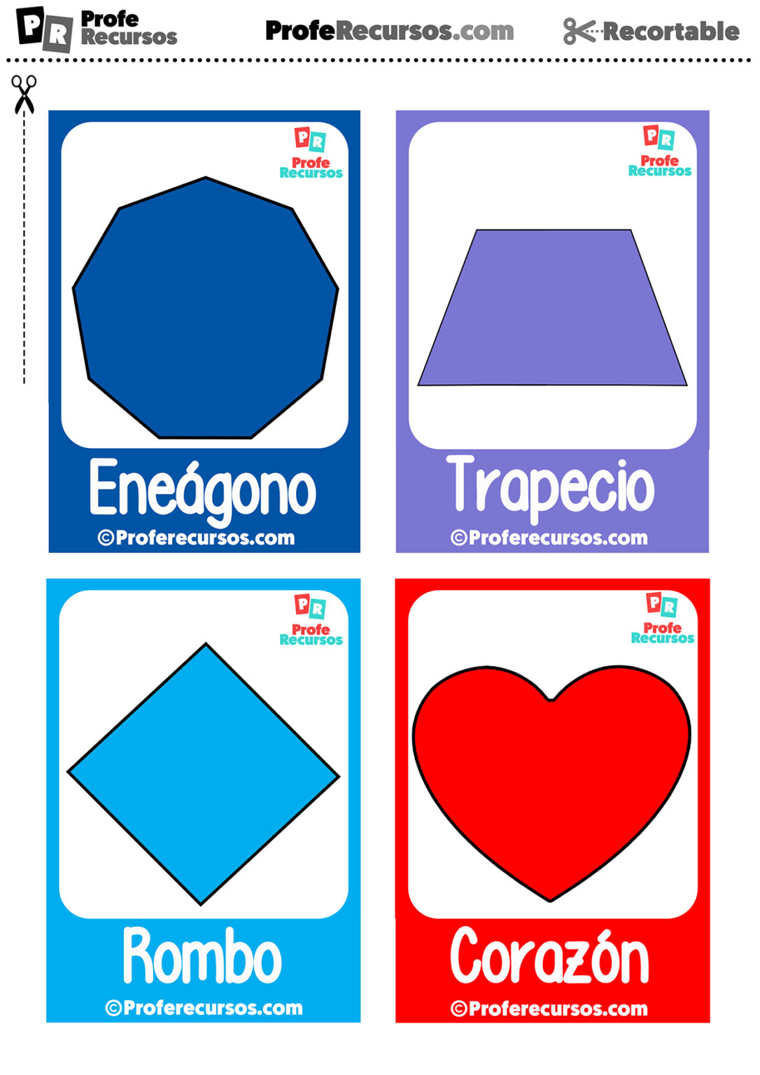 Tarjetas de formas geométricas para niños de Primaria