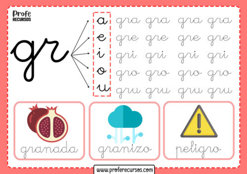 SÍLABAS TRABADAS (GR) Gra Gre Gri Gro Gru | Palabras Trabadas GR