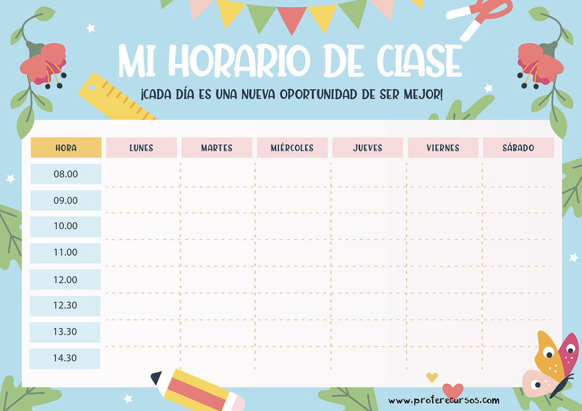 Horarios de clase para primaria