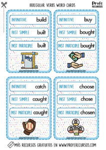 Tarjetas para trabajar los verbos irregulares en inglés