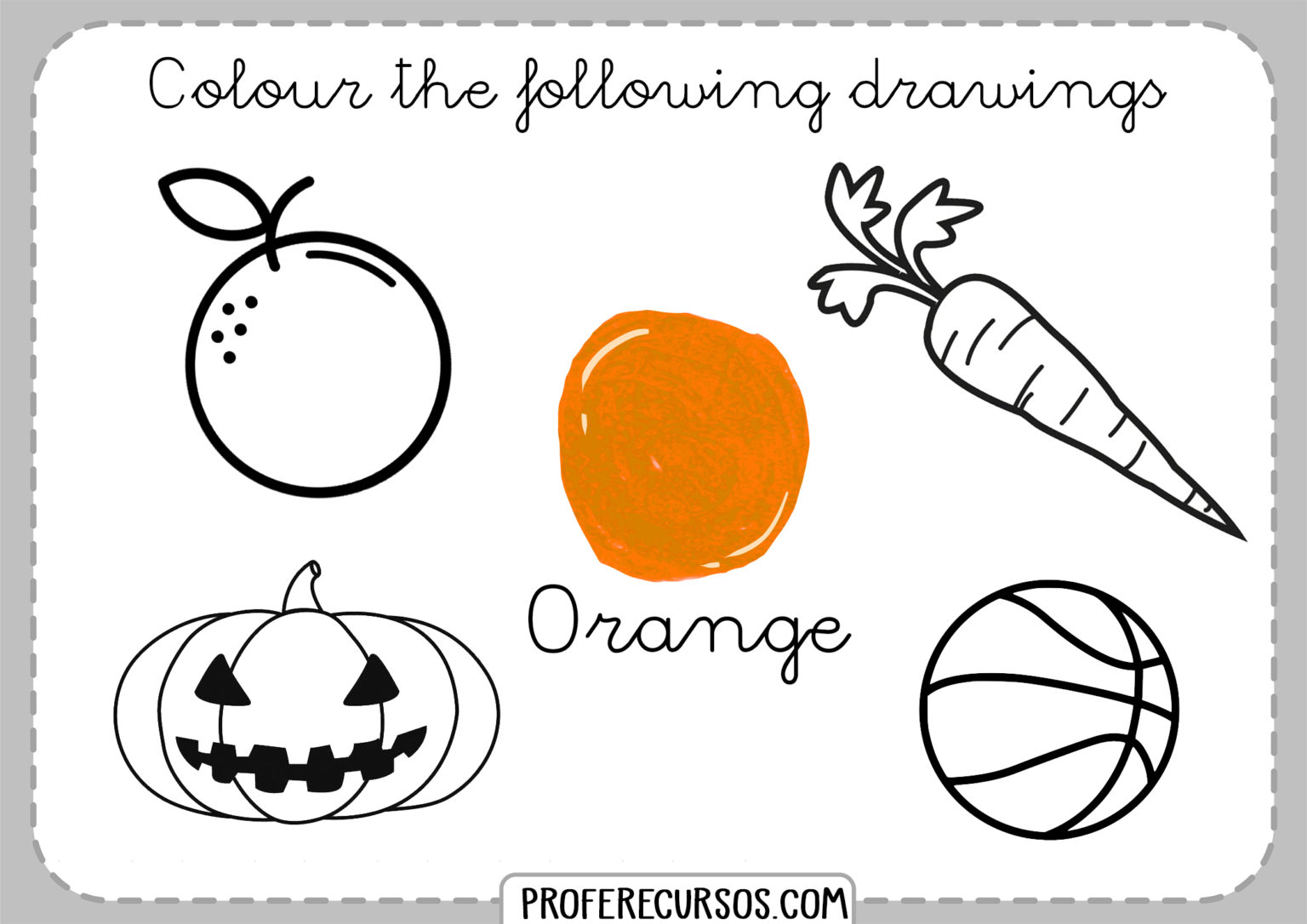 Learning Colors Worksheet Orange
