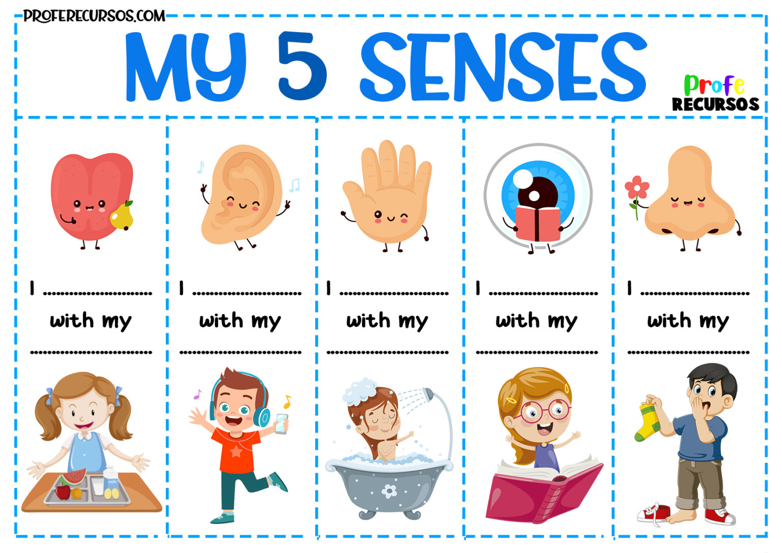 Los 5 Sentidos En Ingles Y Espanol Los 5 Sentidos En Ingles Y Espanol