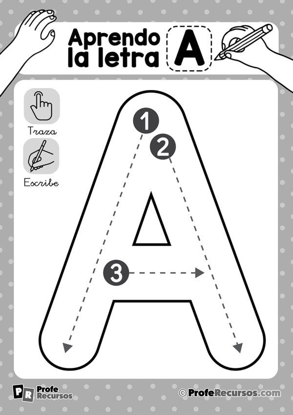 Letra A para trazar y colorear