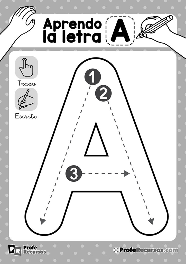 Letra A para trazar y colorear