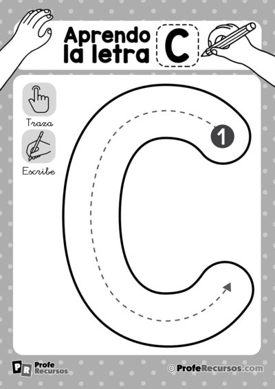 Letra C para Trazar y Colorear