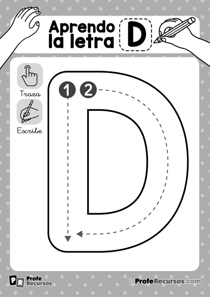 Letra D para Trazar y Colorear