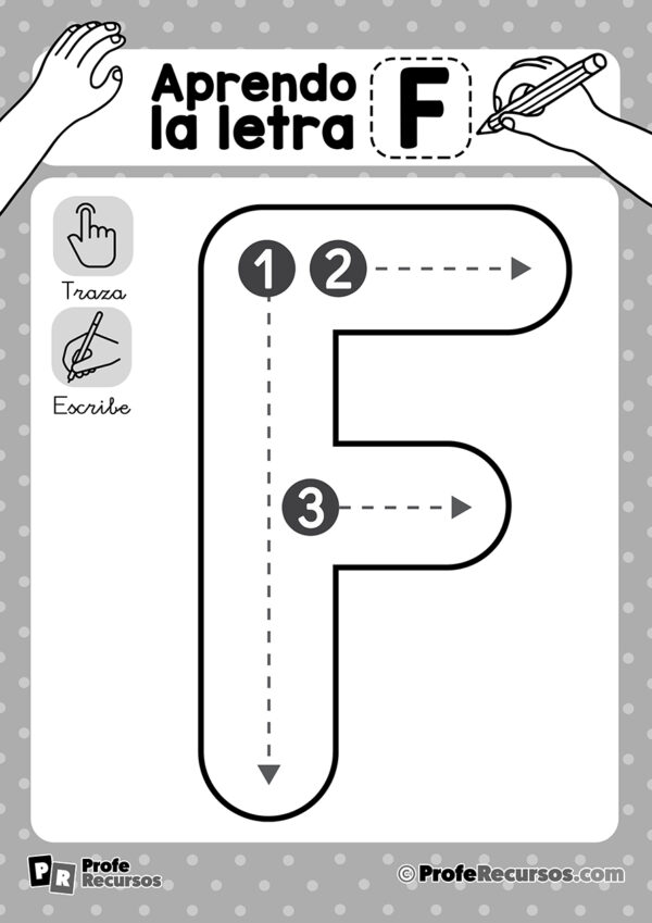 Letra F para Trazar y Colorear
