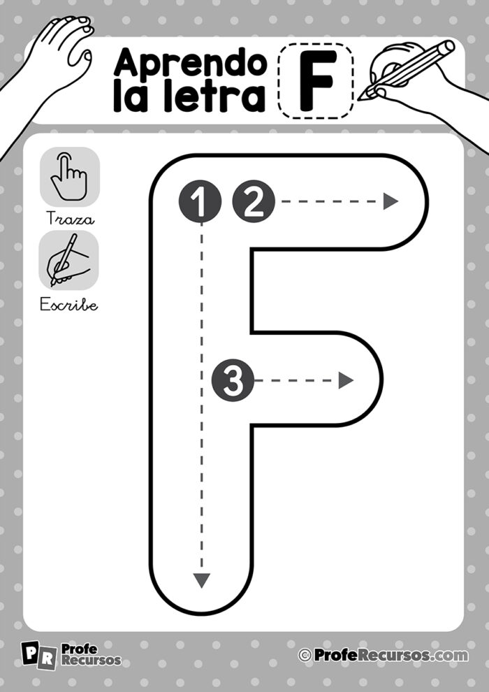 Letra F para Trazar y Colorear