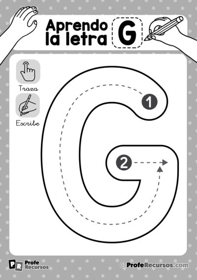 Letra G para Trazar y Colorear