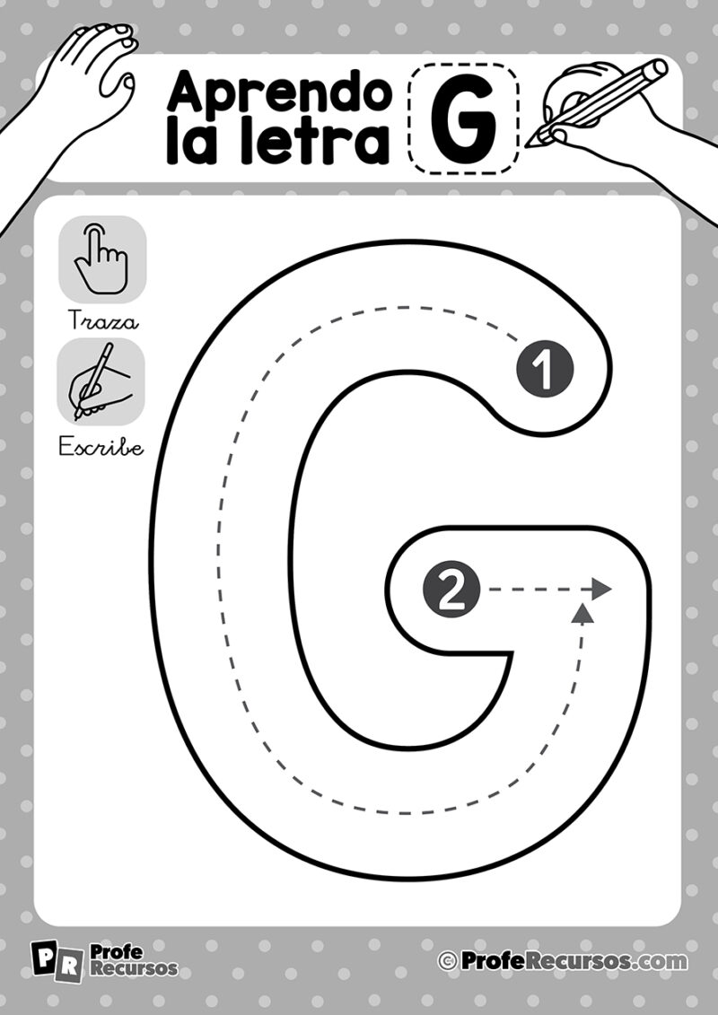 Letra G para Trazar y Colorear