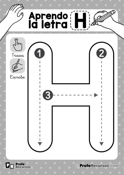 Letra H para Trazar y Colorear
