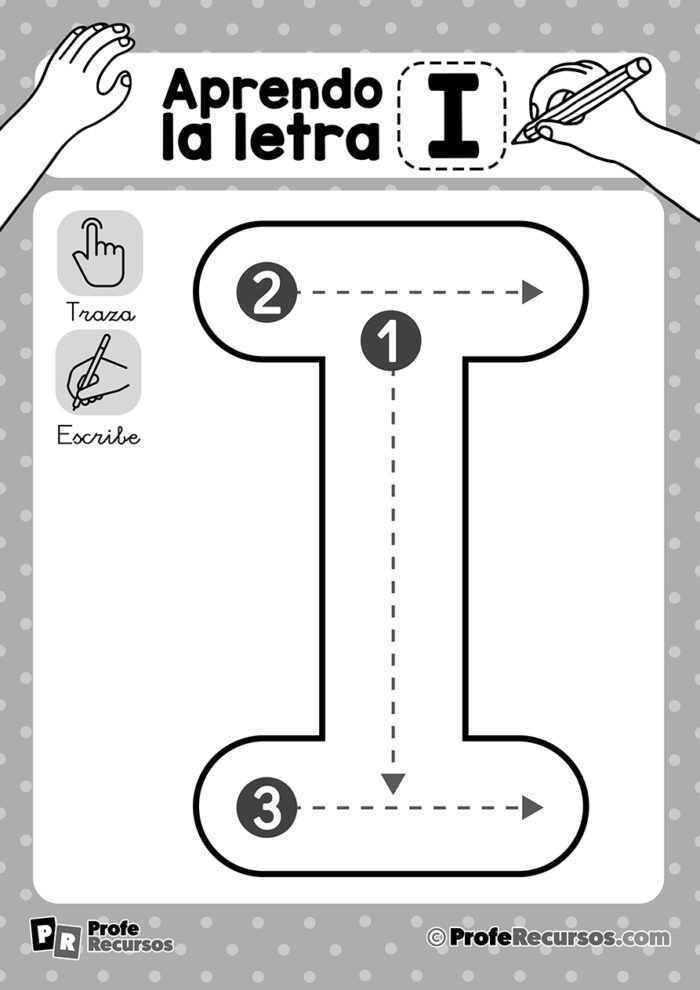 Letra I para Trazar y Colorear
