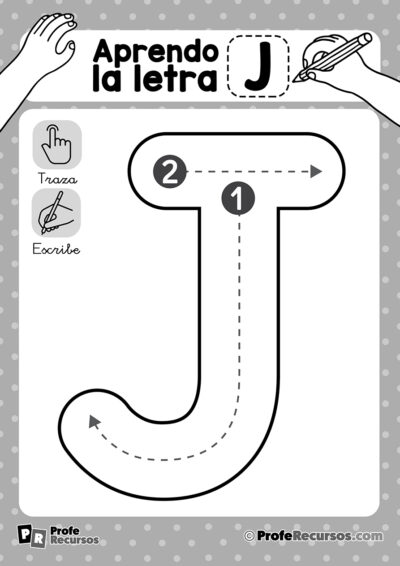 Letra J para Trazar y Colorear