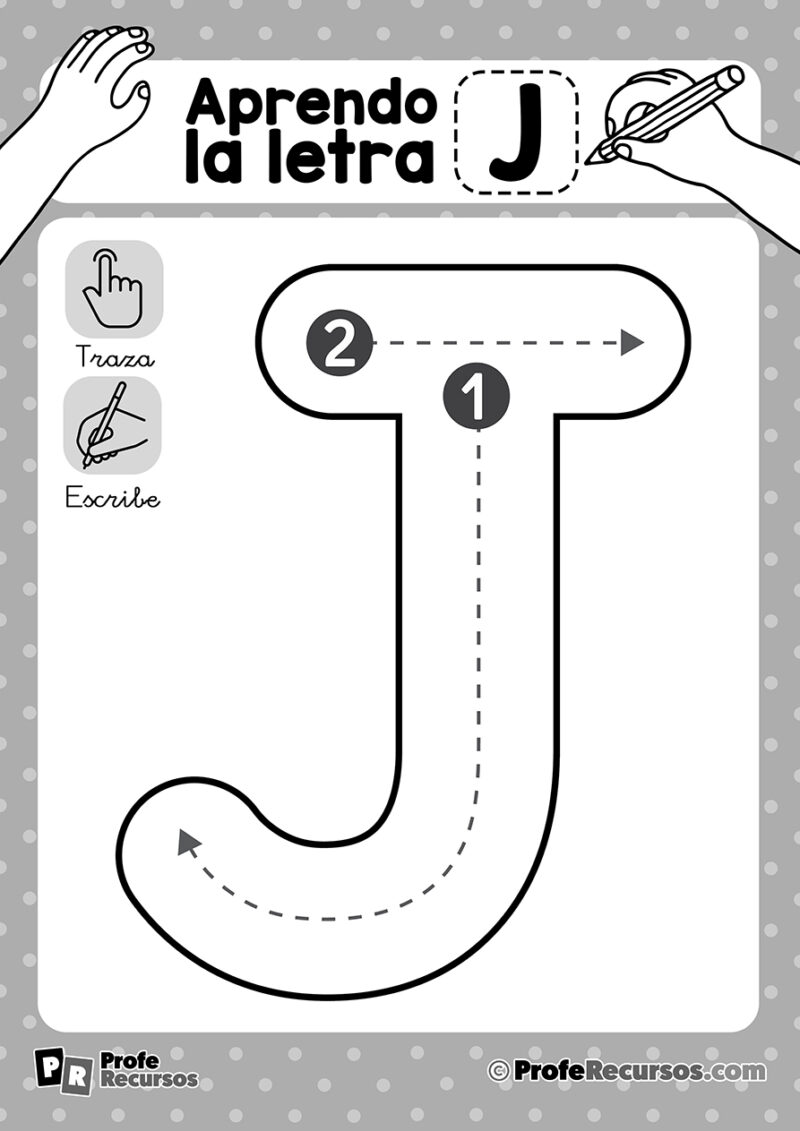 Letra J para Trazar y Colorear