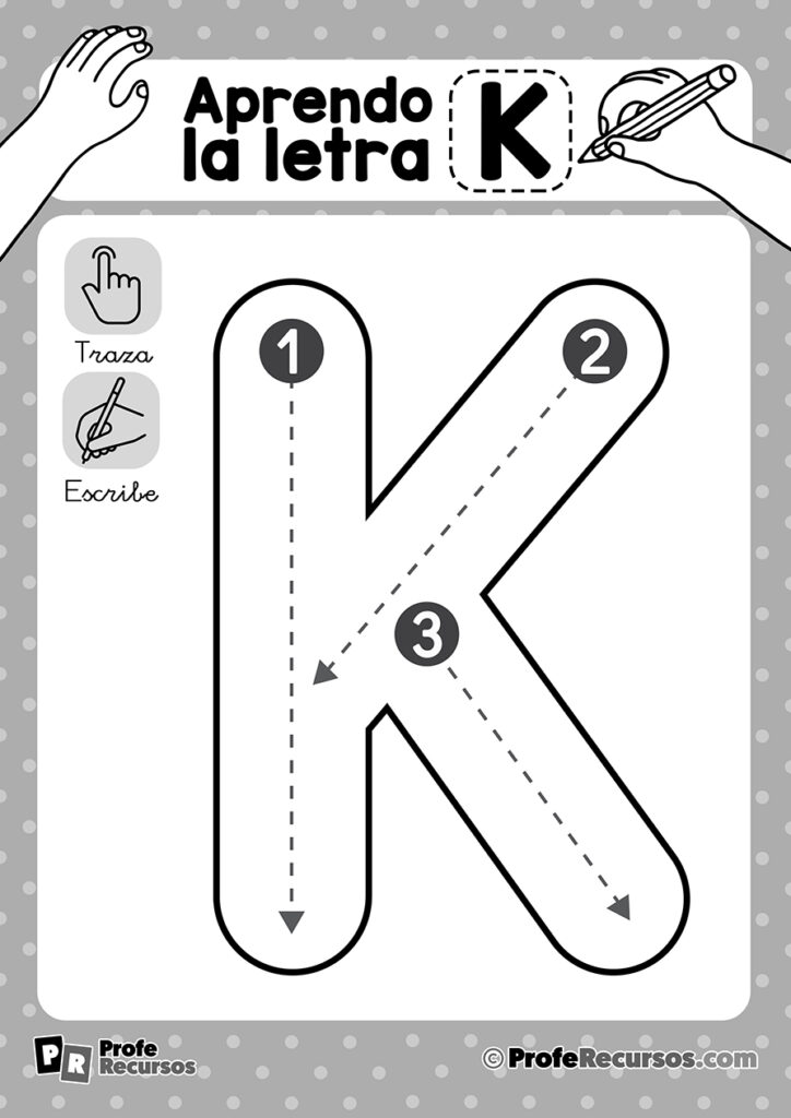 Letra K para Trazar y Colorear