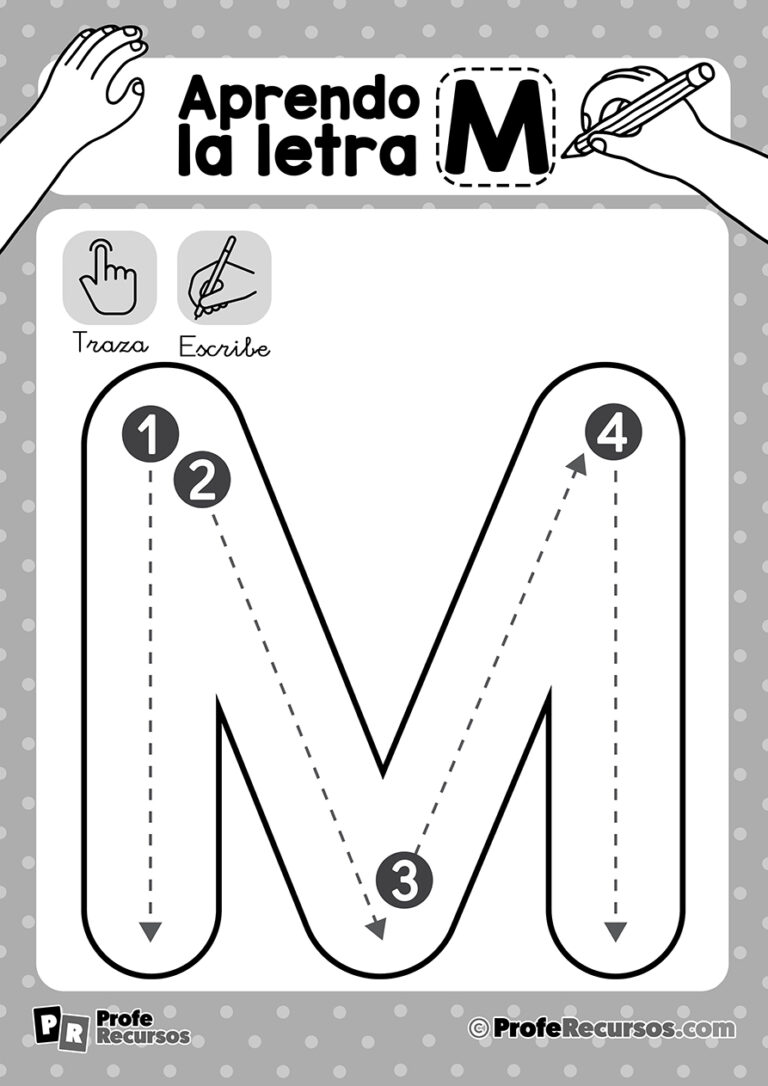 Letra M para Trazar y Colorear