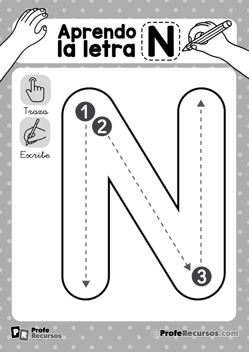 Letra N para Trazar y Colorear