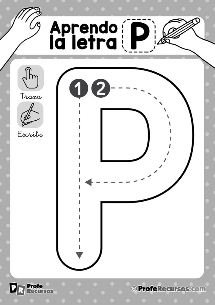 Letra P para Trazar y Colorear