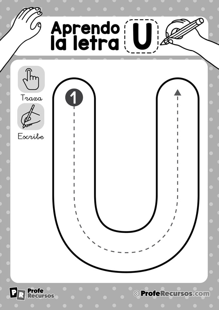 Letra U para Trazar y Colorear