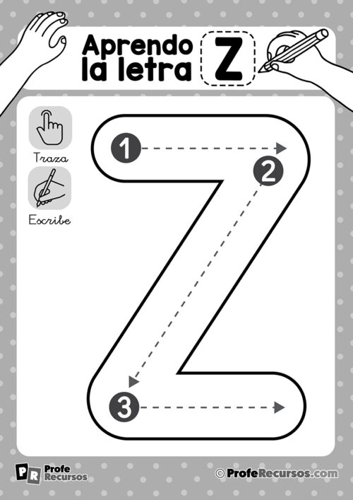 Letra Z para Trazar y Colorear