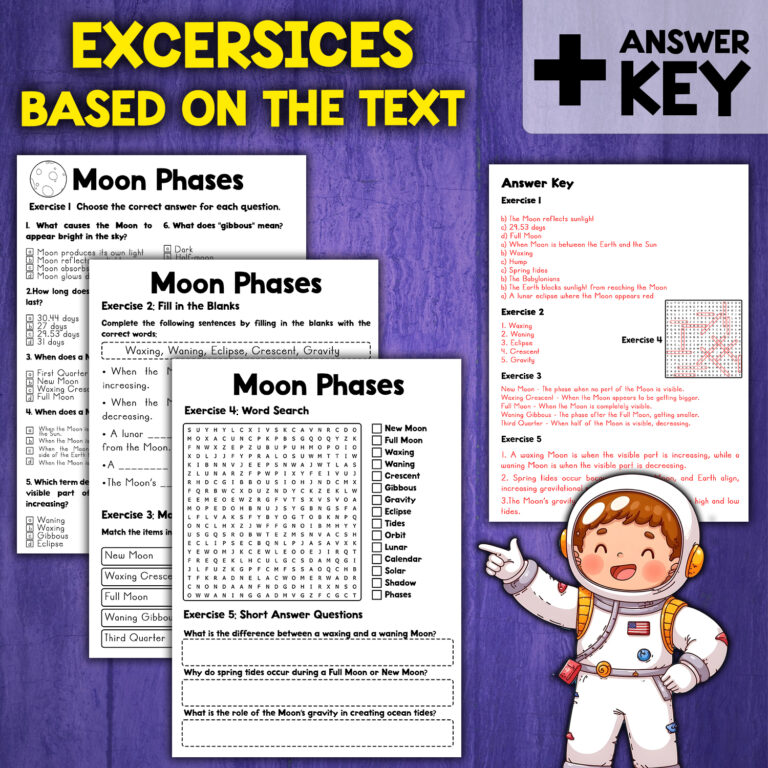 Phases of the Moon (Reading + Questions) Recurso en Inglés