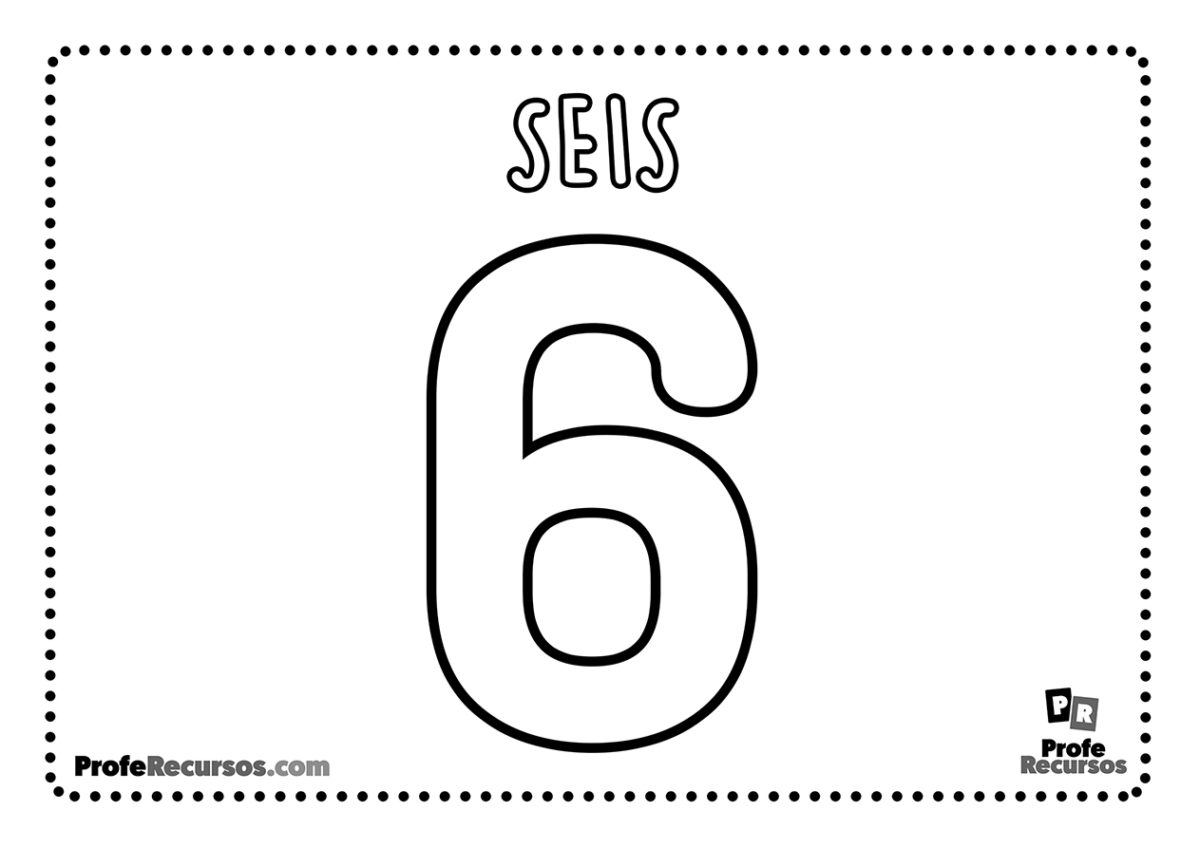 Número 6 para colorear