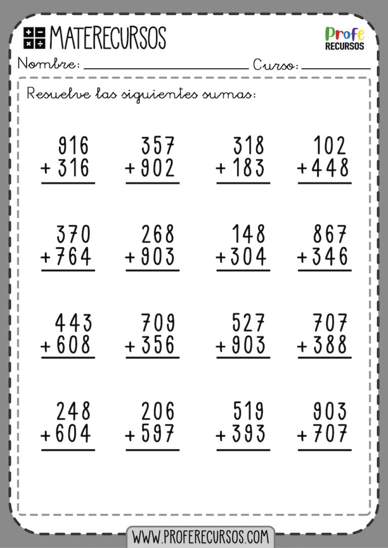 Sumas de 3 dígitos CON LLEVADAS | Ejercicios de Matemáticas