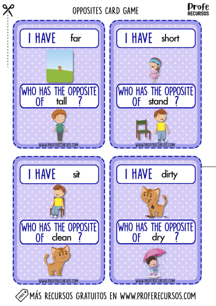 Opposites card game "I have who has"