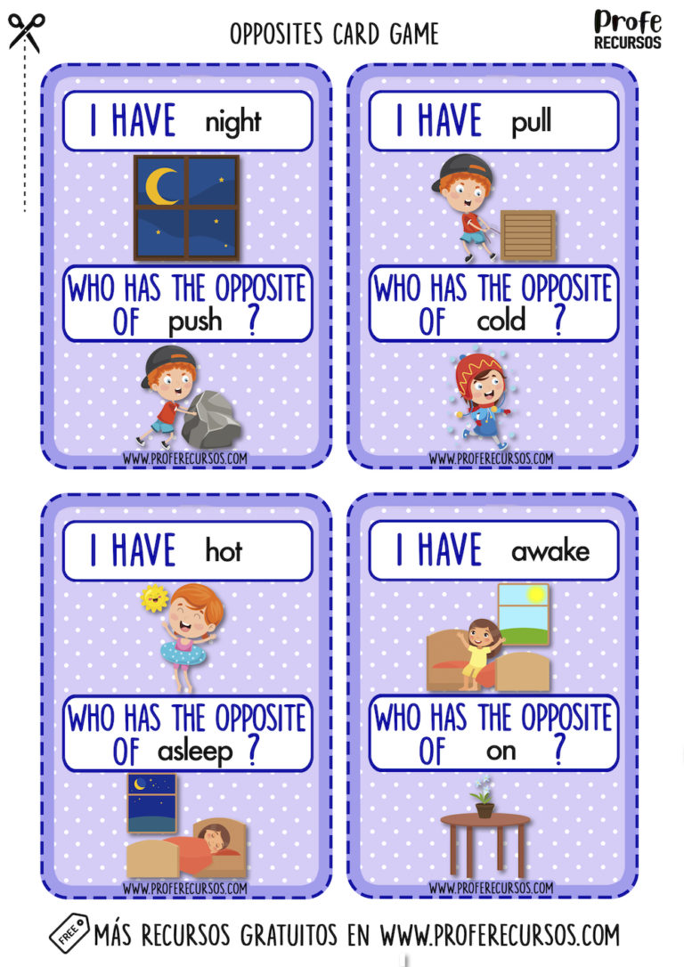 Opposites card game "I have who has"