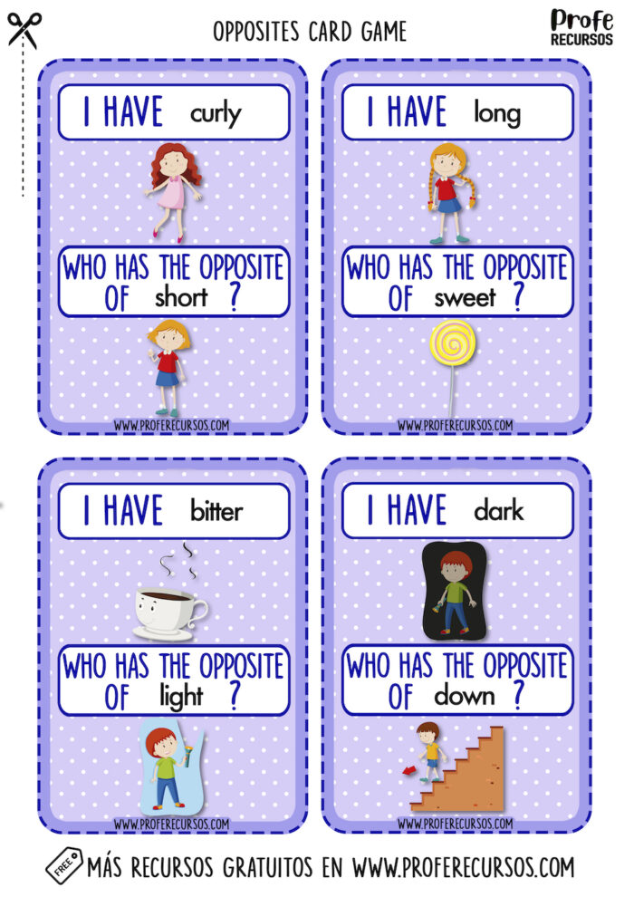 Opposites card game "I have who has"