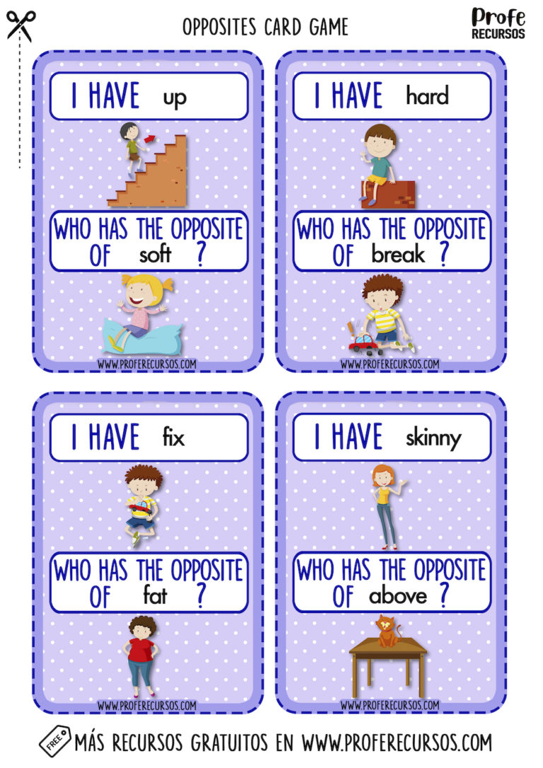 Opposites card game "I have who has"