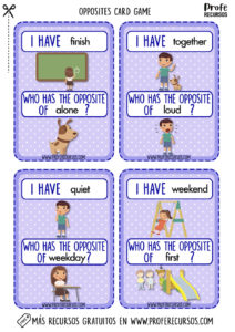 Opposites card game "I have who has"