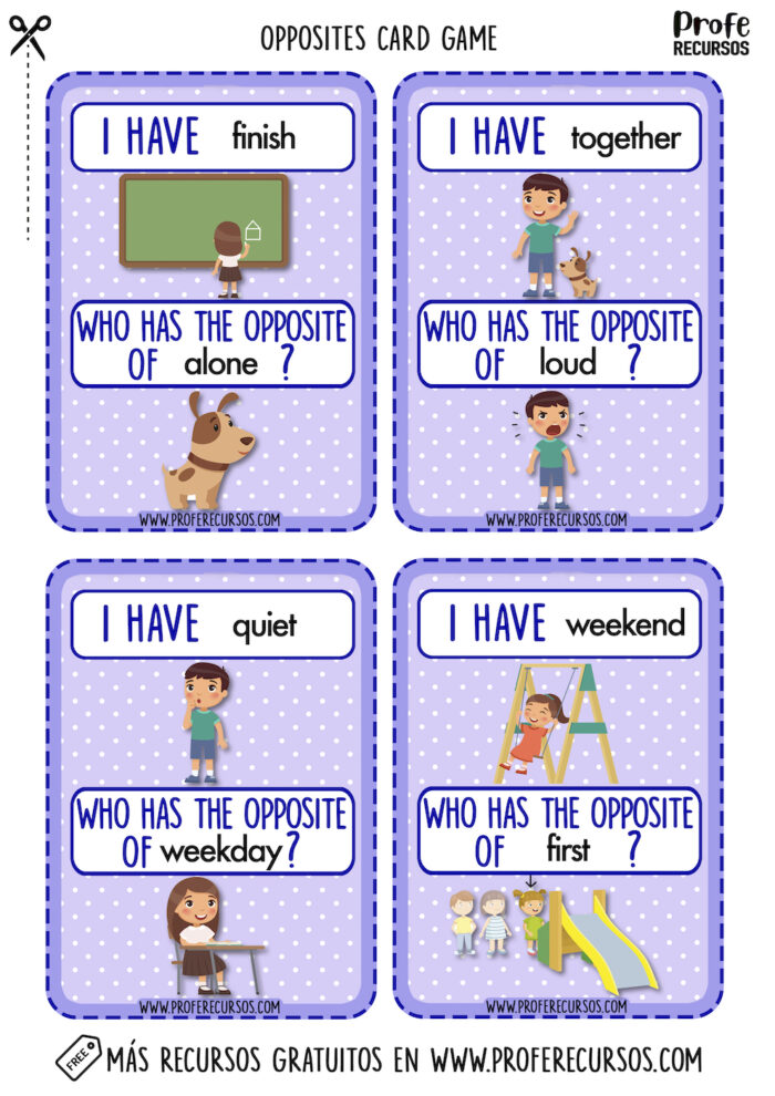 Opposites card game "I have who has"