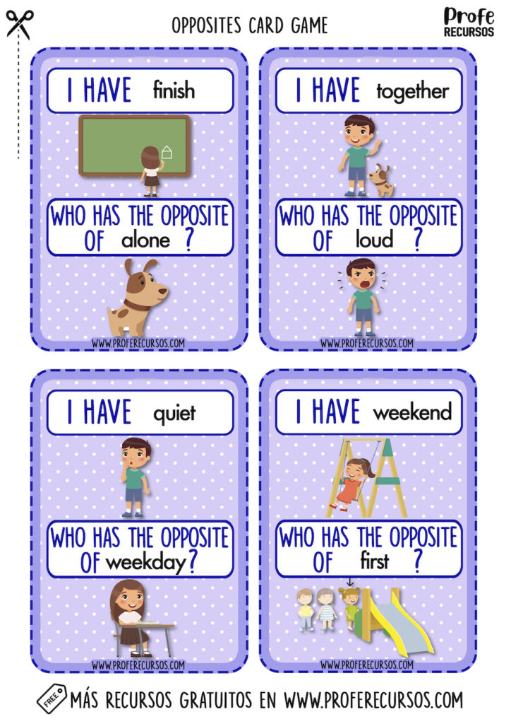 Opposites card game "I have who has"