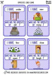 Opposites card game "I have who has"