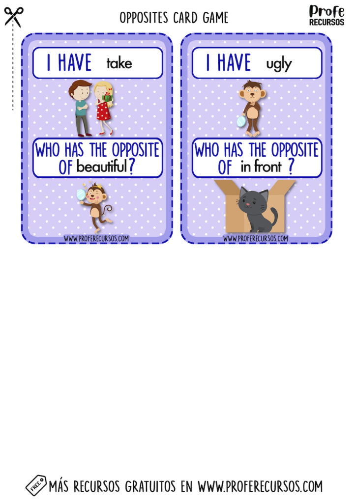 Opposites card game "I have who has"
