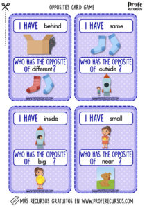 Opposites card game "I have who has"