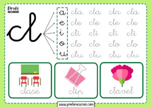 Sílabas Trabadas con (Cl) Cla Cle Cli Clo Clu | Palabras con Cl