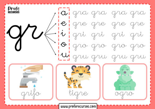 SÍLABAS TRABADAS (GR) Gra Gre Gri Gro Gru | Palabras Trabadas GR