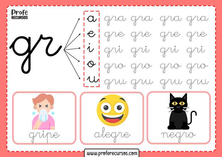 SÍLABAS TRABADAS (GR) Gra Gre Gri Gro Gru | Palabras Trabadas GR