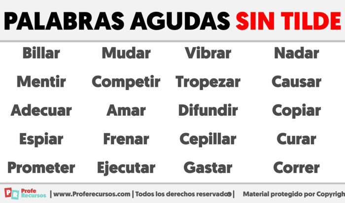 Palabras Agudas sin Tilde