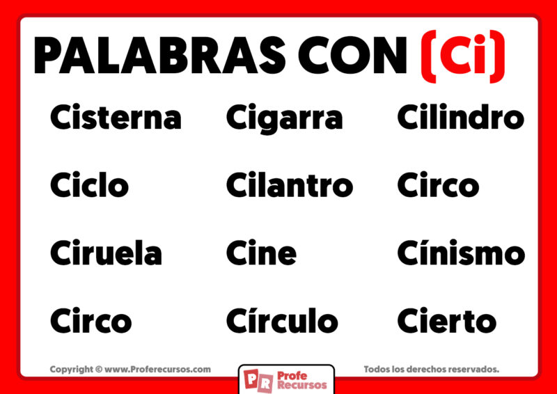 Palabras con Ci | Ejemplos de Palabras con Ci